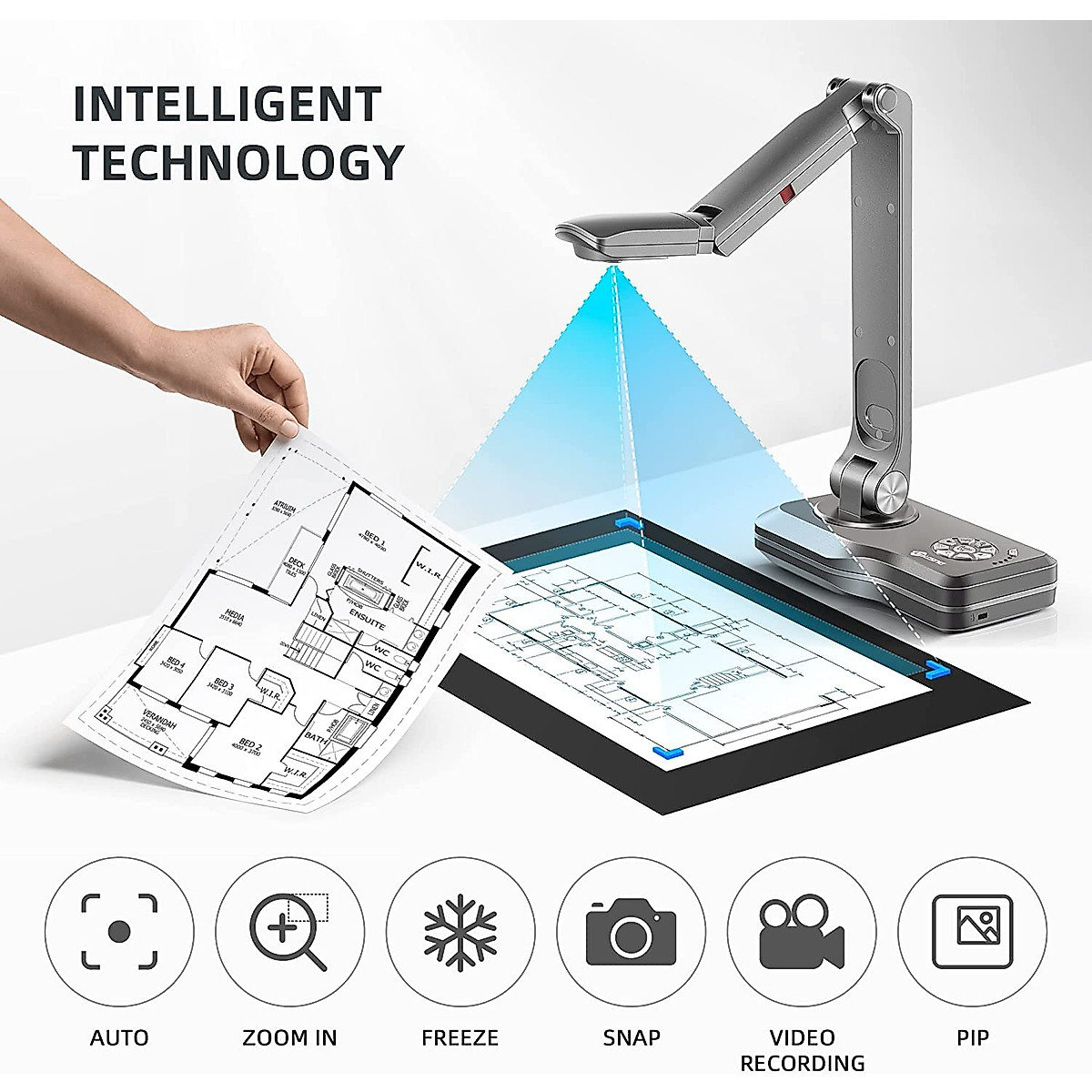 JOYUSING V508 VGA/HDMI/USB Three Mode 8MP Document Camera for Teachers, Mac, Windows, Chromebook Compatible Excellent for Online Teaching, Distance Learning, Web Conferencing