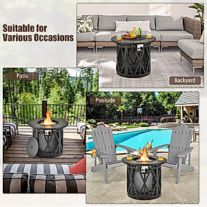 Giantex 32" Propane Fire Pit, 30,000 BTU Round Outdoor Fire Pit Table with Lid, PVC Cover, Glass Stones, CSA Approved, 2-in-1 Ignition Gas Fire Table for Outside Patio Garden Backyard Deck, Black