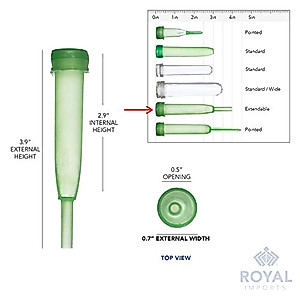 Floral Water Tubes/Vials for Flower Arrangements by Royal Imports, Green - 4" (1/2" Opening) - Extendable Style - 25/Pack - w/Caps