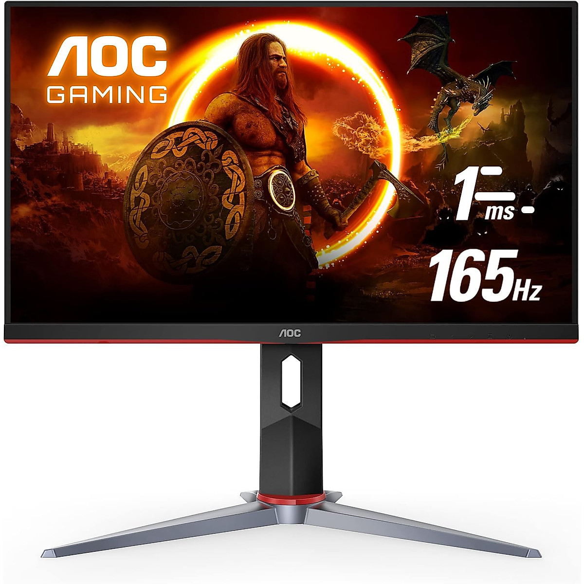 AOC Gaming 24G2S 24” Frameless Gaming Monitor, Full HD 1920x1080, 165Hz 1ms, Adaptive-Sync, Height Adjustable Stand, Black