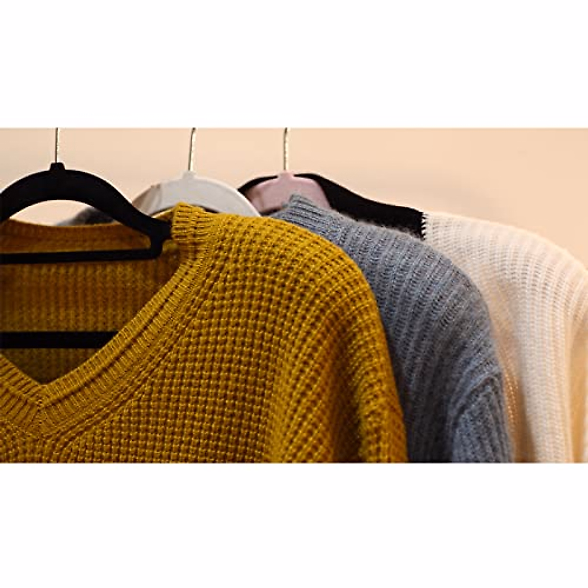 KADEA 5 Pairs of Velvet Hangers with Shoulder Form, Suitable for Velvet Hangers, Non-Slip (Please Note: Hangers are not Included.) (Black)