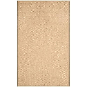 SAFAVIEH Natural Fiber Collection 2' x 3' Maize / Linen NF141B Border Sisal Accent Rug