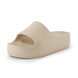 CUSHIONAIRE Women's Ninja platform slide sandal with +Comfort, Khaki 10