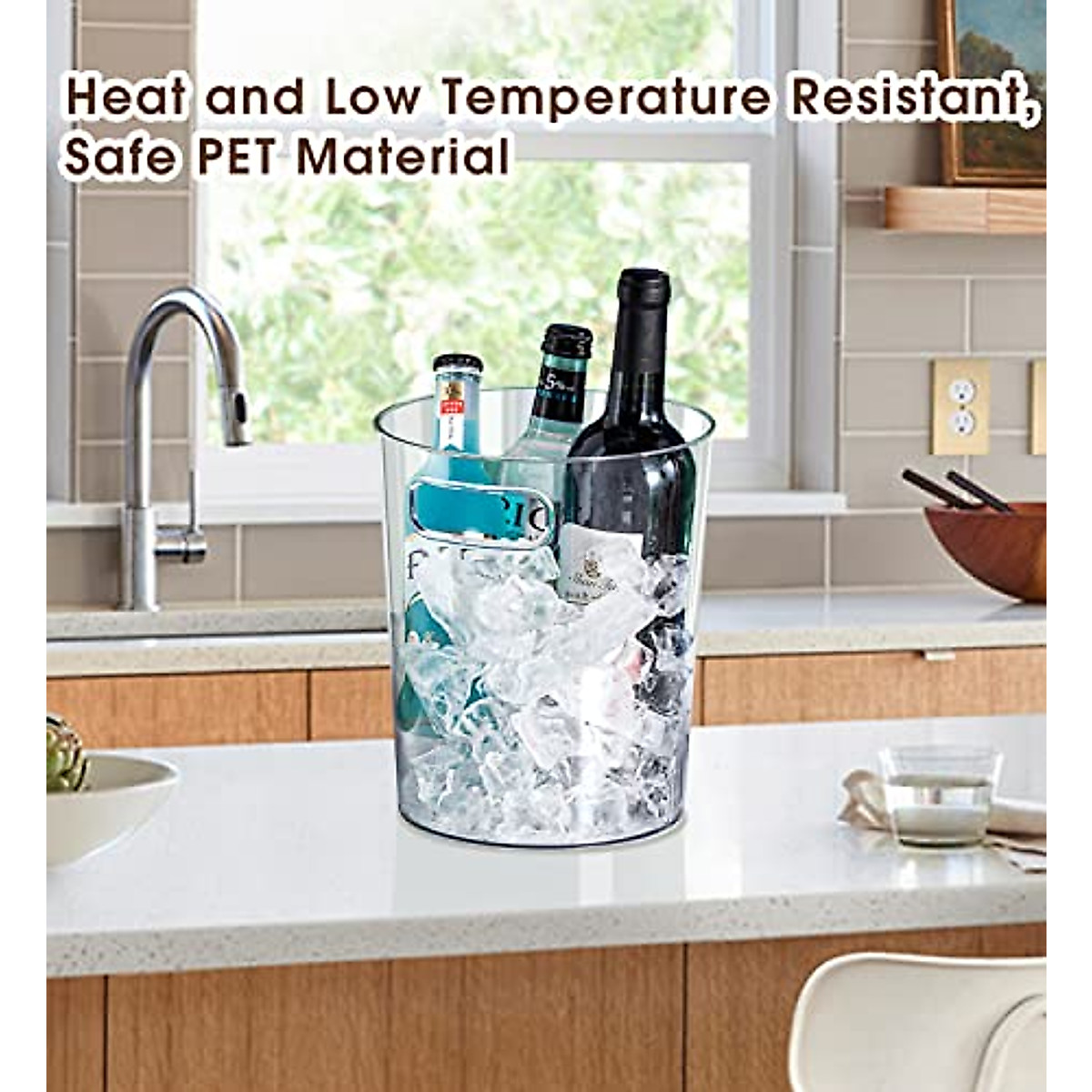 SAROSORA Trash Can 1.3 Gallon / 5 Liter 2-Pack Portable Small Wastebasket Mini Garbage Can Ice Bucket for Kitchen Bathroom Office Bedroom Living Room (Transparent, 2)