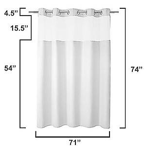 River Dream White Fabric Shower Curtain Set, Cotton Blend, Waffle Weave, with Snap in Replacement Liner，71 x 74 inches