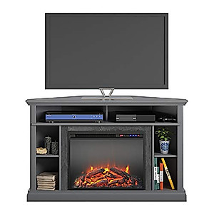 Ameriwood Home Overland Electric Corner 50", Graphite Gray Fireplace TV Stand