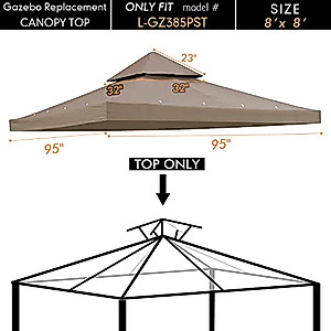 Ontheway 8'x8' Dual Tier Gazebo Canopy Replacement Top Cover UV30+ Water Resistant for Model L-GZ385PST