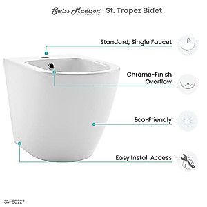 Swiss Madison Well Made Forever SM-BD227 St. Tropez Bidet, Large, Glossy White