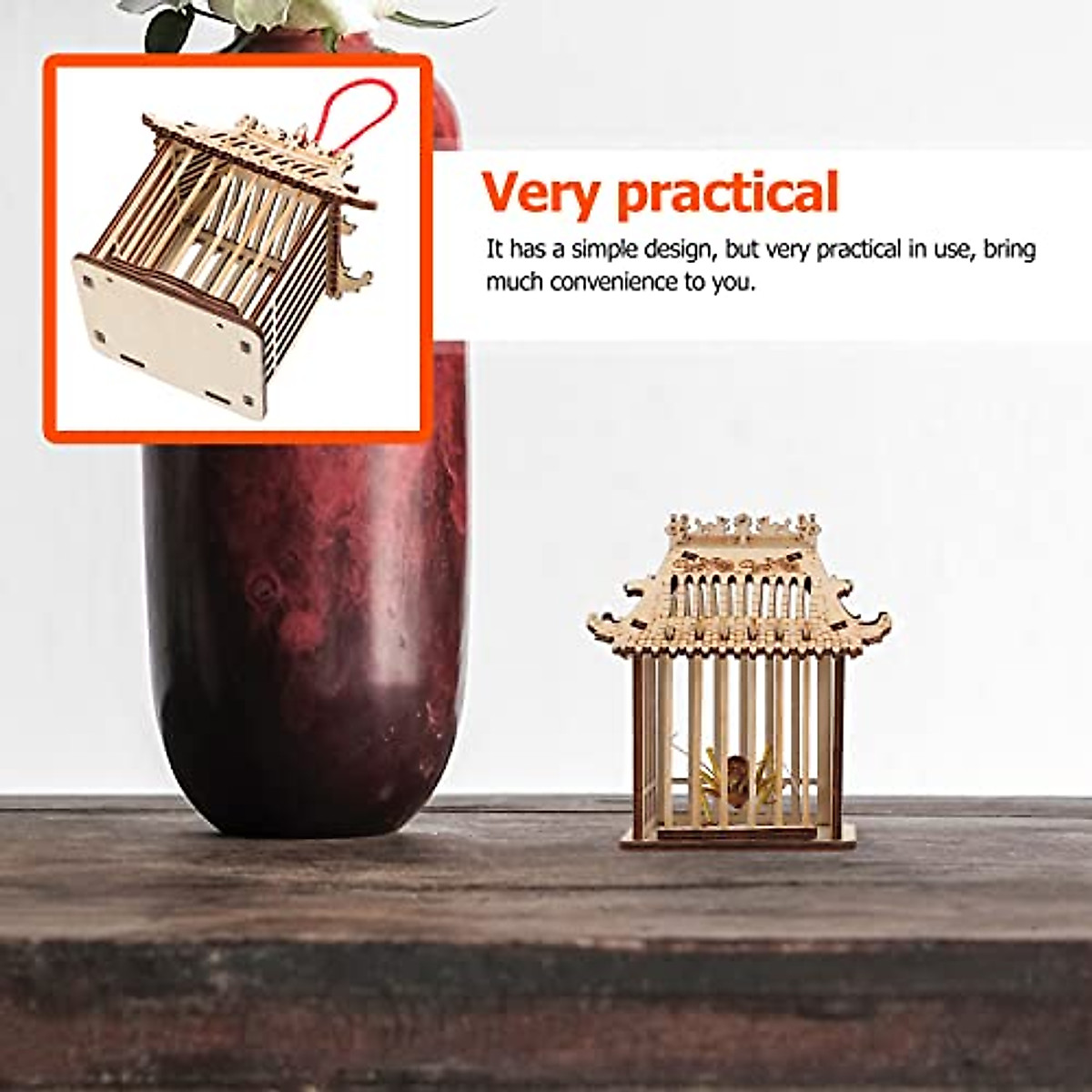 Balacoo Wooden Insect House Grasshopper Cage Bug Habitat Box Insect Critter Cages Garden Hanging Insert Cage for Grasshopper Crickets Insect Light Brown 1