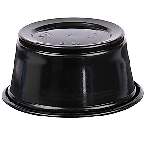 4U'LIFE 2 oz.Black Plastic Souffle Cup/Portion Cup With Lids-50 Sets