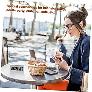 Zerodeko 4pcs Stainless Steel Plate Mini Beer Mugs Dollhouse Table Reserved Signs Metal Tabletop Restaurant Reserved Sign Chair Tent Reserved Signs for Layout Card Banquet Wedding