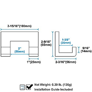 APLusee Double Robe Towel Hook Matte Black, SUS 304 Stainless Steel Square Dual Coat Hook, Utility Bath Kitchen Storage Hanger Holder