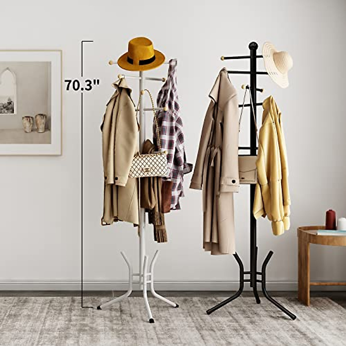 Wisdom Star Coat Racks Freestanding, 12 Hooks Coat Tree Used in the Bedroom Living Room Office, Coat Hanger Stand Coat Rack Stand Can be Hang Clothes, Hats, Bags, Black