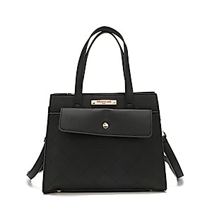 Nicole Lee Diana 3-in-1 Handbag Set for Travel/Work/School (Large Satchel, Mini Satchel Crossbody, Zip Pouch Wristlet) (Black)