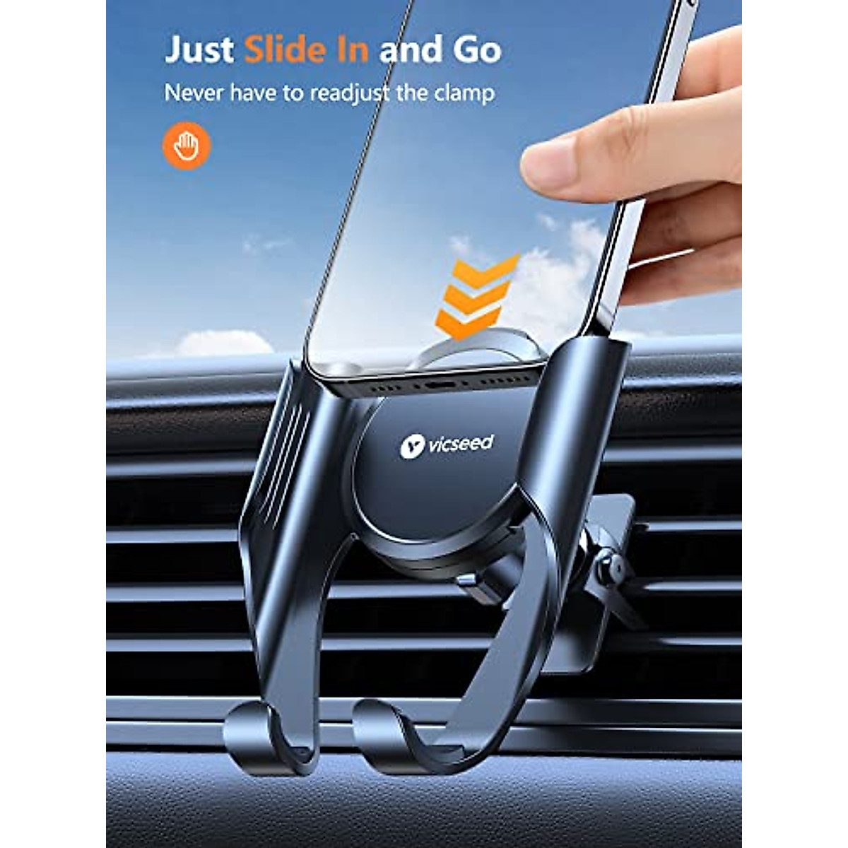 VICSEED 𝟮𝟬𝟮𝟯 𝗕𝗲𝘀𝘁 𝗖𝗮𝗿 𝗠𝗼𝘂𝗻𝘁 Car Phone Mount, 𝗨𝗽𝗴𝗿𝗮𝗱𝗲𝗱 Air Vent Phone Holder for Car, Handsfree Cell Phone Car Mount Fit for iPhone 14 13 12 11 Pro Max Mini Plus Samsung