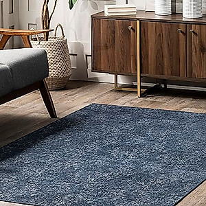 nuLOOM Elspeth Casual Faded Machine Washable Area Rug, 4x6, Navy
