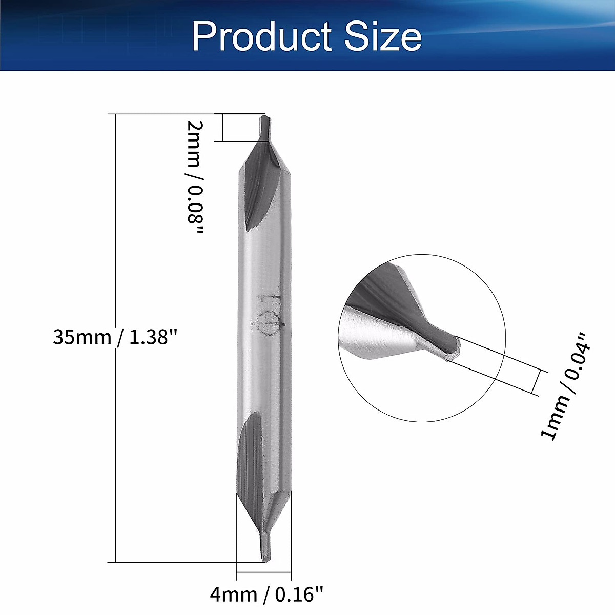 Auniwaig 10pcs Center Drill HSS-6542 Countersink Lathe Bit Mill Tool, 1mm x 3mm Combined Drills Plain Type A, Combined Countersinks Drills Set Tool Silver