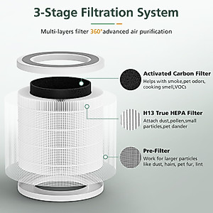 2 Pack P07 True HEPA Replacement Filter Compatible with FULMINARE PU-P07 Air Purifier, 3-in-1 H13 True HEPA Filter Replacement