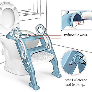 GrowthPic Toddler Toilet Seat with Step Stool Ladder for Boy and Girl Baby, Potty Training Seat Kid's Toilet Trainer with Splash Guard (Blue)