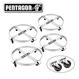 55-Gallon Drum Dolly Set of 4 - Heavy-Duty Steel Dolly Pack with Cross Braces and 4 Caster Wheels - 1,000-Pound Capacity Each by Pentagon Tools