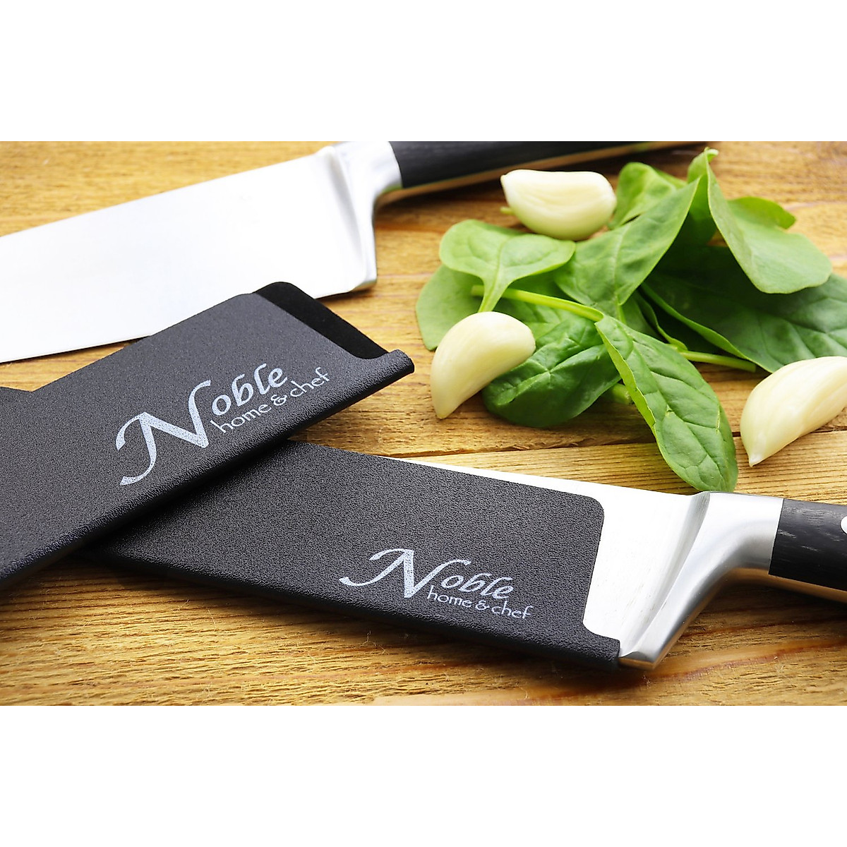 Noble Home & Chef 2-Piece Universal Knife Guards (8.5” and 10.5") are Felt Lined, More Durable, Non-BPA, Gentle on Blades, and Long-Lasting Knives Covers Are Non-Toxic and Abrasion Resistant!