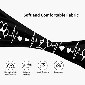 Jogging Headband Dog Paw Print Heartbeat Moisture Wicking Stretch Sweatbands