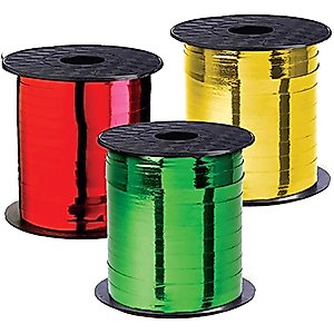 Christmas Ribbon - Curling Gift Ribbon Xmas Set of 3 Rolls Red Green Gold Curling Ribbons Thin for Holiday Gifts Wrapping & Decoration