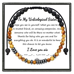Yiyang Unbiological Sister Gifts for Women Friendship Bracelet Morse Code Bracelet Best Friend Birthday Christmas Gifts for Women Soul Sister Best Friend Bracelet I Love You Funny Gifts