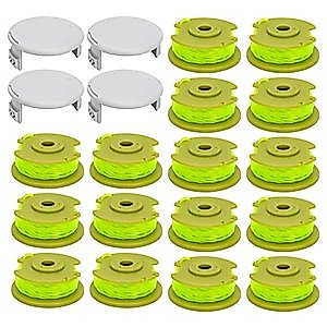 AC80RL3 String Trimmer Replacement Spool Compatible with Ryobi One Plus+ 18v 24v 40v Auto-Feed Cordless Trimmers, 11ft 0.08inch Spool Refills for Ryobi Weed Wacker String (16 Spools, 4 Caps)