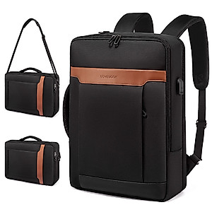 LOVEVOOK Convertible Laptop Backpack Bag, 3 in 1 Men’s Messenger Bag Business Briefcases Fits 17.3 Inch Laptop, Shoulder Bags Computer Backpacks for Travel College Office for Men Women, Black