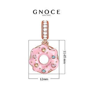 GNOCE Donut Pendant Charms for Bracelet S925 Sterling Silver 18K Rose Gold Plated Pink Doughnut Charms For Women Gilrs Jewelry Gifts Fit All Necklace