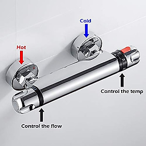 Bathroom Thermostatic Shower Mixer Wall Mount Hot Cold Water Showering Faucet Temperature Control Valve