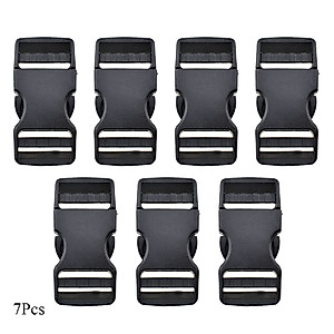 SGH Pro Quick Side Release Buckles 0.75' Wide Dual Adjustable Clips Snaps No Sewing Heavy Duty Plastic 7 Pack Replacement for Nylon Strap Webbing Survival Paracord Backpack Fanny Pack Waist Strap