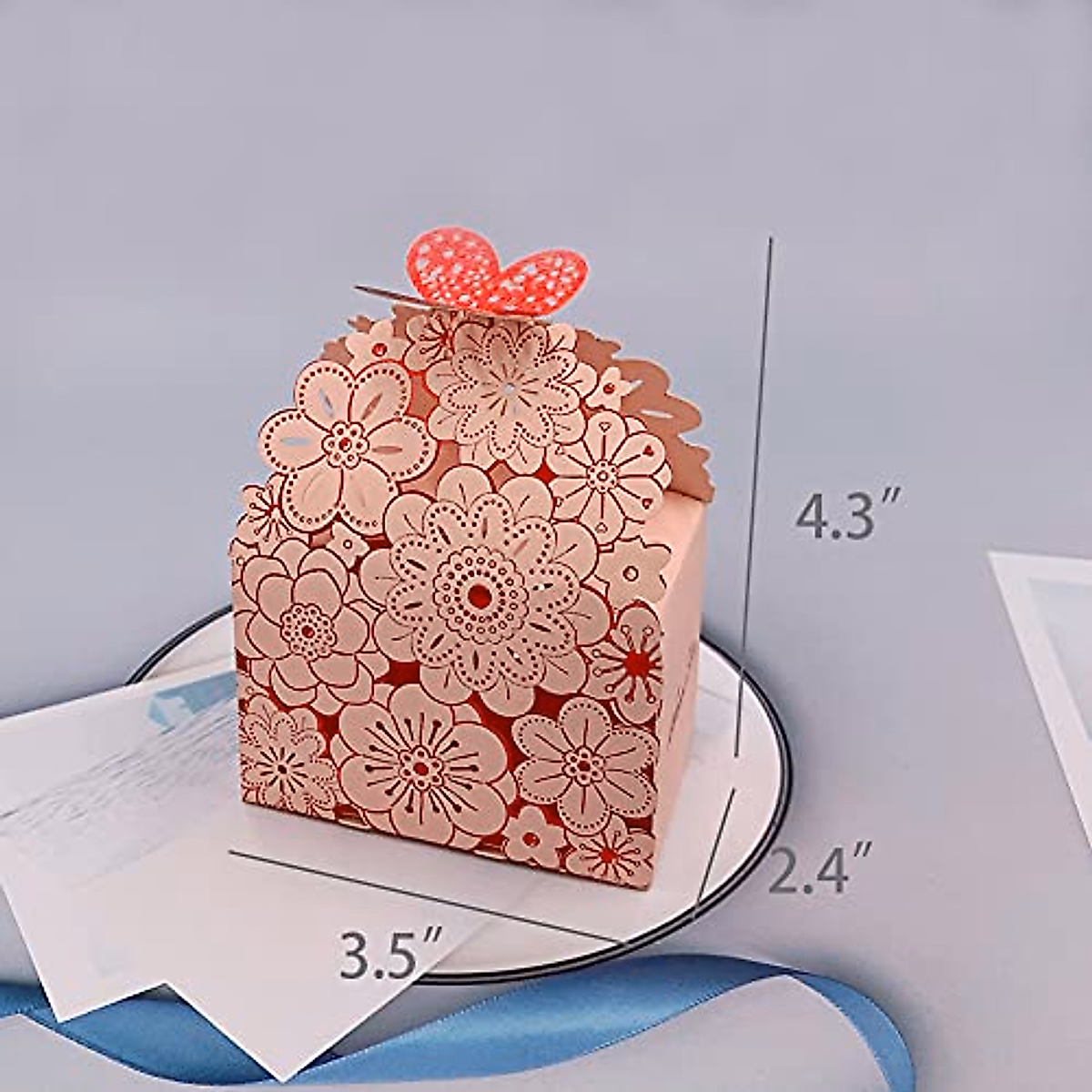Party Favor Boxes Flower Butterfly Candy Boxes Laser Cut Candy Boxes Pink Gift Boxes for Wedding Bridal Shower Anniverary Birthday Party (20 PCS)