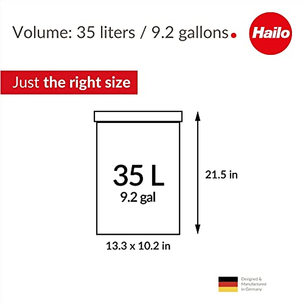 Hailo Big Box Swing Waste Bin in Silver 35 Liters