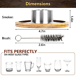Maurolet Cocktail Smoker Kit with 4 Natural Wood Chips - Premium Non-Scorching Stainless Steel Smoke Infuser - Whiskey & Bourbon Old Fashioned Smoking Kit - Oak, Hickory, Cherry and Apple Flavours