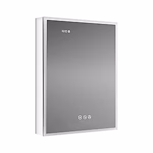 Recessed or Surface LED Mirror Medicine Cabinet with Lights, LED Medicine Cabinet w/Defogger, Dimmer, 3X Makeup Mirror, Outlets & USB (24x32/Right Hinge/Zoom Mirror)