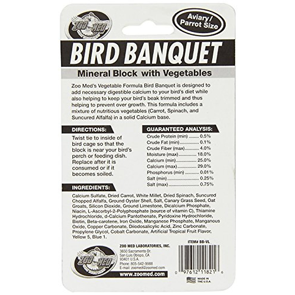 Zoo Med (3 Pack) Mineral Block with Vegetables Bird Banquet, 5-Ounce Each