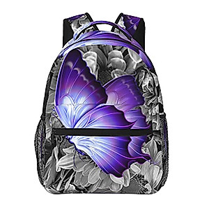 OGNOT Purple Butterfly Backpack For School,Large Travel Backpack,Lightweight School Bag College Laptop Backpack For Men Women