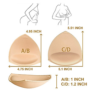 TopBine Removable Bra Pads Inserts Women's Comfy Sports Cups Bra Insert for BIkini Top Swimsuit (A/B)