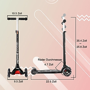 Scooter for Kids 3 Wheels scooter Kids Scooter 4 Adjustable Height Lean to Steer Extra-Wide Deck Kids Scooter with LED Light Up Wheels Toddlers Girls & Boys from 3 to 12 Year-OldLearn to Steer