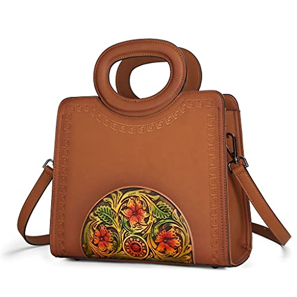 WYKDD Vintage Embossed Ladies Handbag Multifunctional Large Capacity Tote Bag Casual Ladies Shoulder Bag (Color : C, Size : 26(L)*23(H)*12(W) cm)