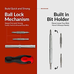 6 in 1 Screwdriver set with Comfortable Non-Slip Grip, Multi-tool Screw Driver Bit Set multipurpose use, All in 1 Nut Driver with Phillips/Slotted Super Quality Steel Bits, with Built-in bit holder