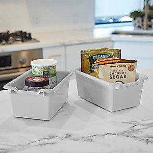 ECR4Kids Scoop Front Storage Bin, Multipurpose Organization, Light Grey, 5-Piece