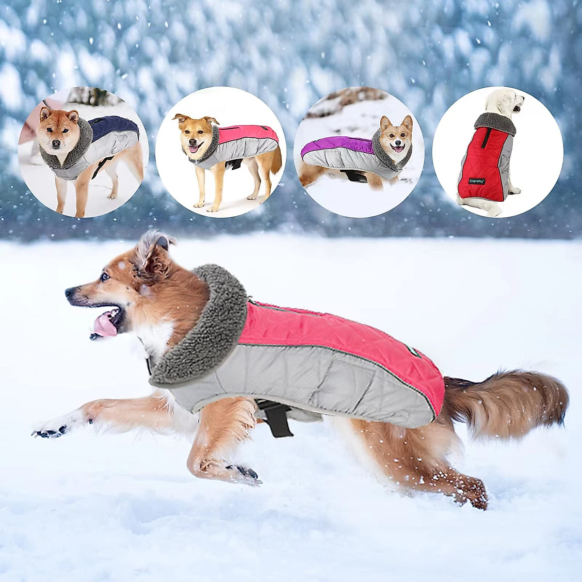 Fragralley Dog Winter Coat - Warm Dog Jacket Soft Fleece Lined for Cold Weather, Waterproof Windproof Puppy Coat, Reflective Adjustable Pet Vest Apparel for Small Medium Large Dogs (Large, Pink)