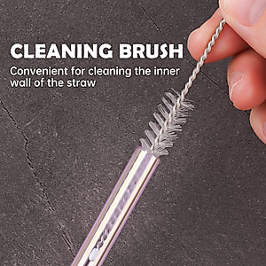 NiHome Reusable Glass Drinking Straws Clear 12-Pack, 8"x0.3" Set of 6 Straight and 6 Bent with 2 Cleaning Brushes for Milkshakes, Frozen Drinks, Smoothies, Eco-Friendly Dishwasher Safe