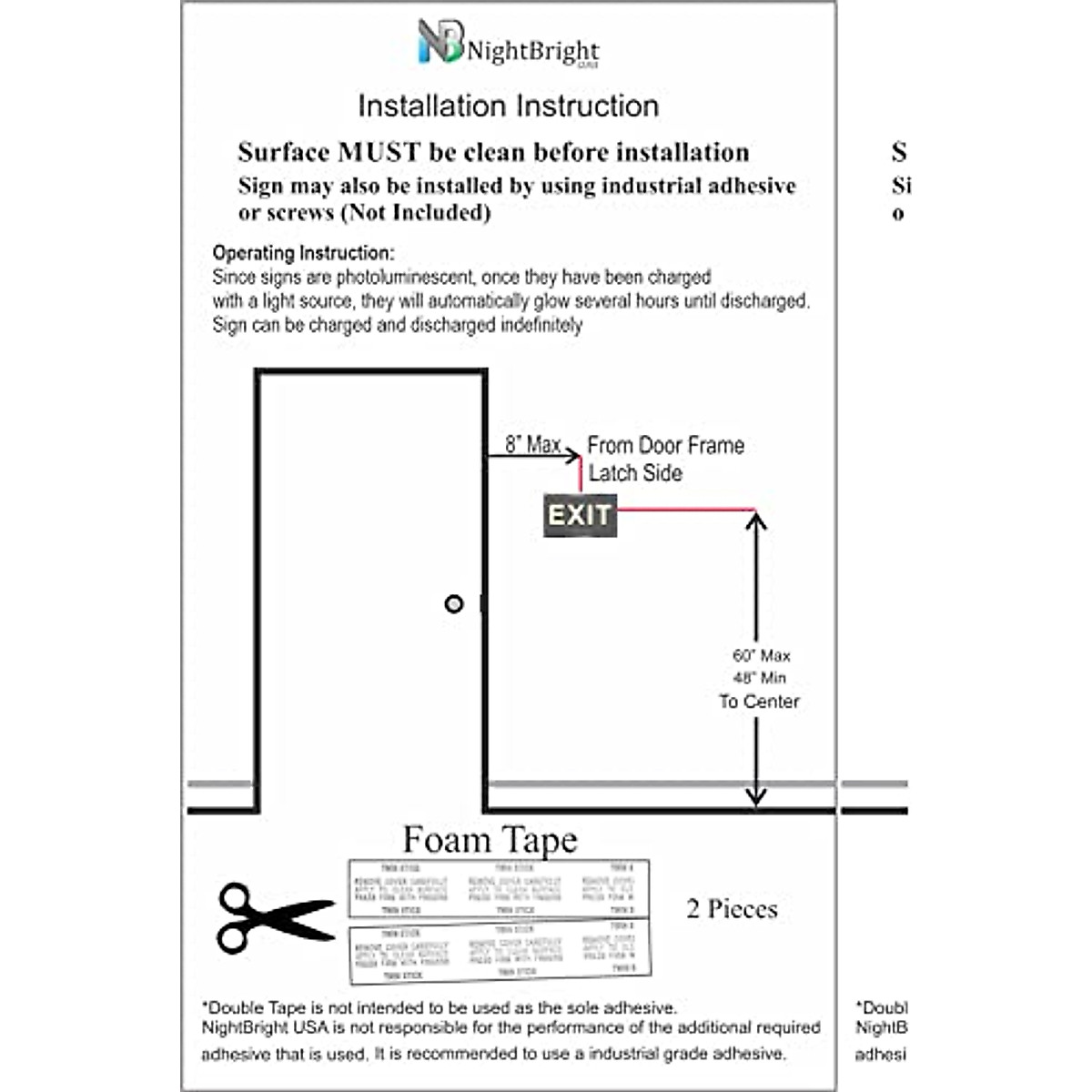 ADA Exit Sign (5" x 3" Aluminum) Tactile, Braille & Glow in the Dark | Made in USA |