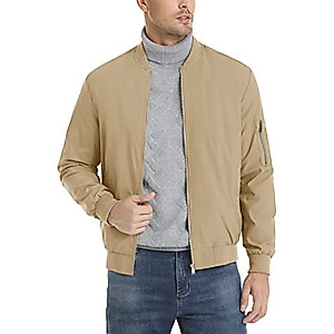 MAGCOMSEN Casual Jackets for Men Bomber Jacket Light Jackets for Men Spring Fall Jackets Pilot Jackets Khaki,XL