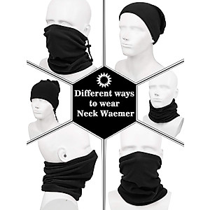 6 Pieces Drawstring Warm Winter Fleece Neck Gaiter Double Layer Neck Warmer Windproof Face Scarf for Men Women (Black, Dark Gray, Army Green)