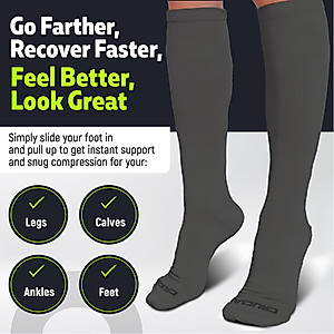 Crucial Compression Socks for Men & Women (20-30mmHg) - Best Graduated Stockings for Running, Athletic, Travel, Pregnancy, Maternity, Nurses, Medical, Shin Splints, Support, Circulation & Recovery